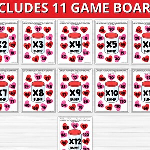 Valentine's Day Multiplication Bump Game, Valentine Classroom Activity ...
