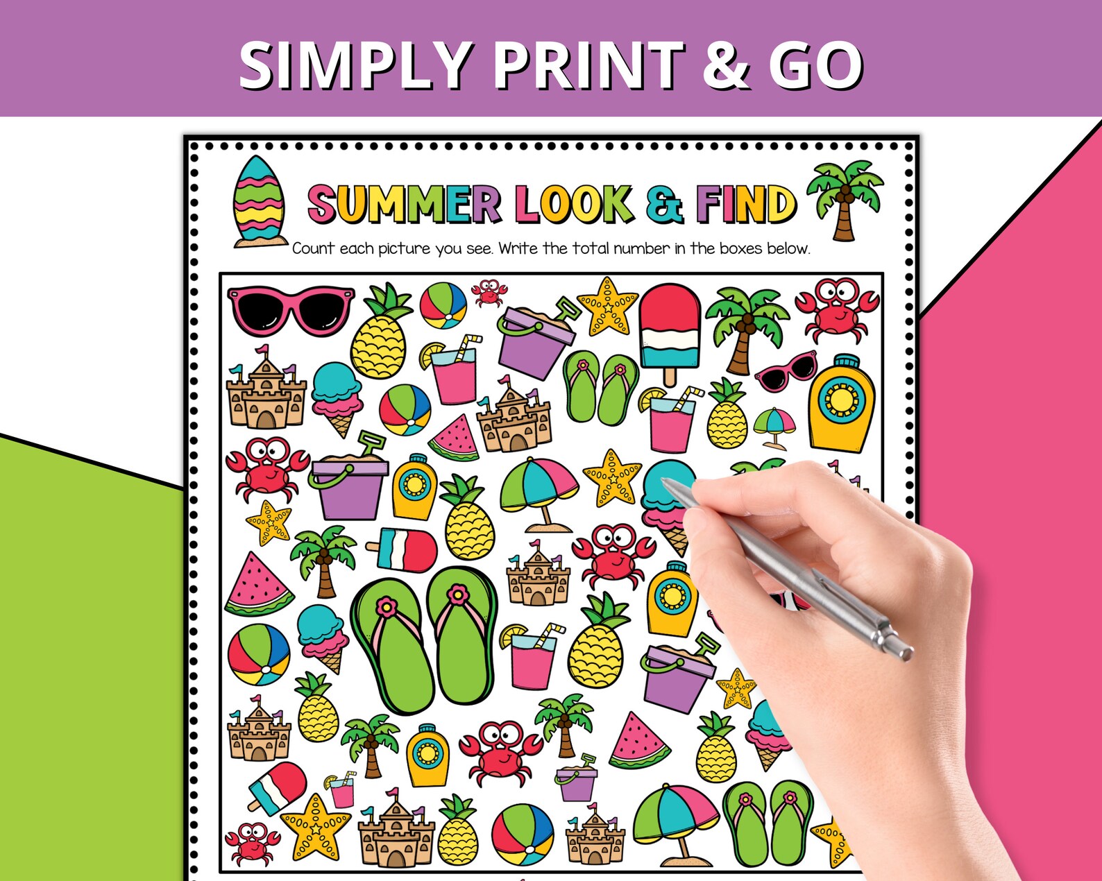 Summer I Spy Activity for Kids, Kids Summer Printable, Summer Themed ...