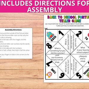 Back to School Fortune Teller Game Back to School Get to Know - Etsy