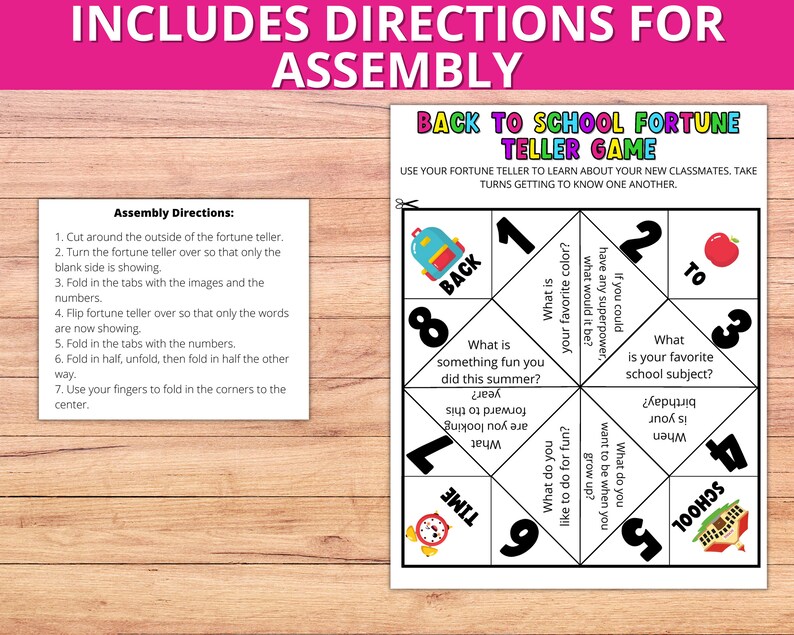 Back to School Fortune Teller Game Back to School Get to Know - Etsy