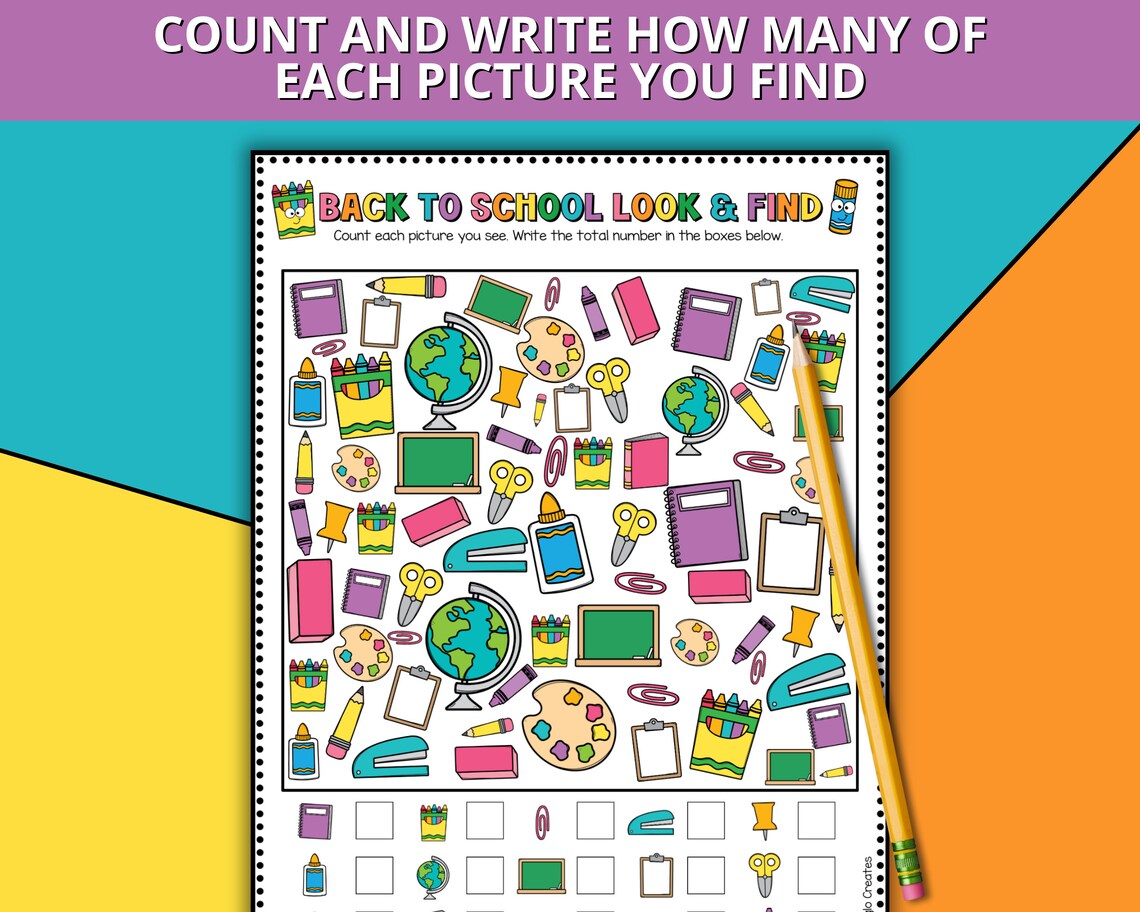 Back to School I Spy Activity for Kids, Back to School Printable, Back ...