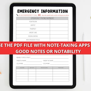 Child Care Emergency Contact Information Sheet, Incase of Emergency ...