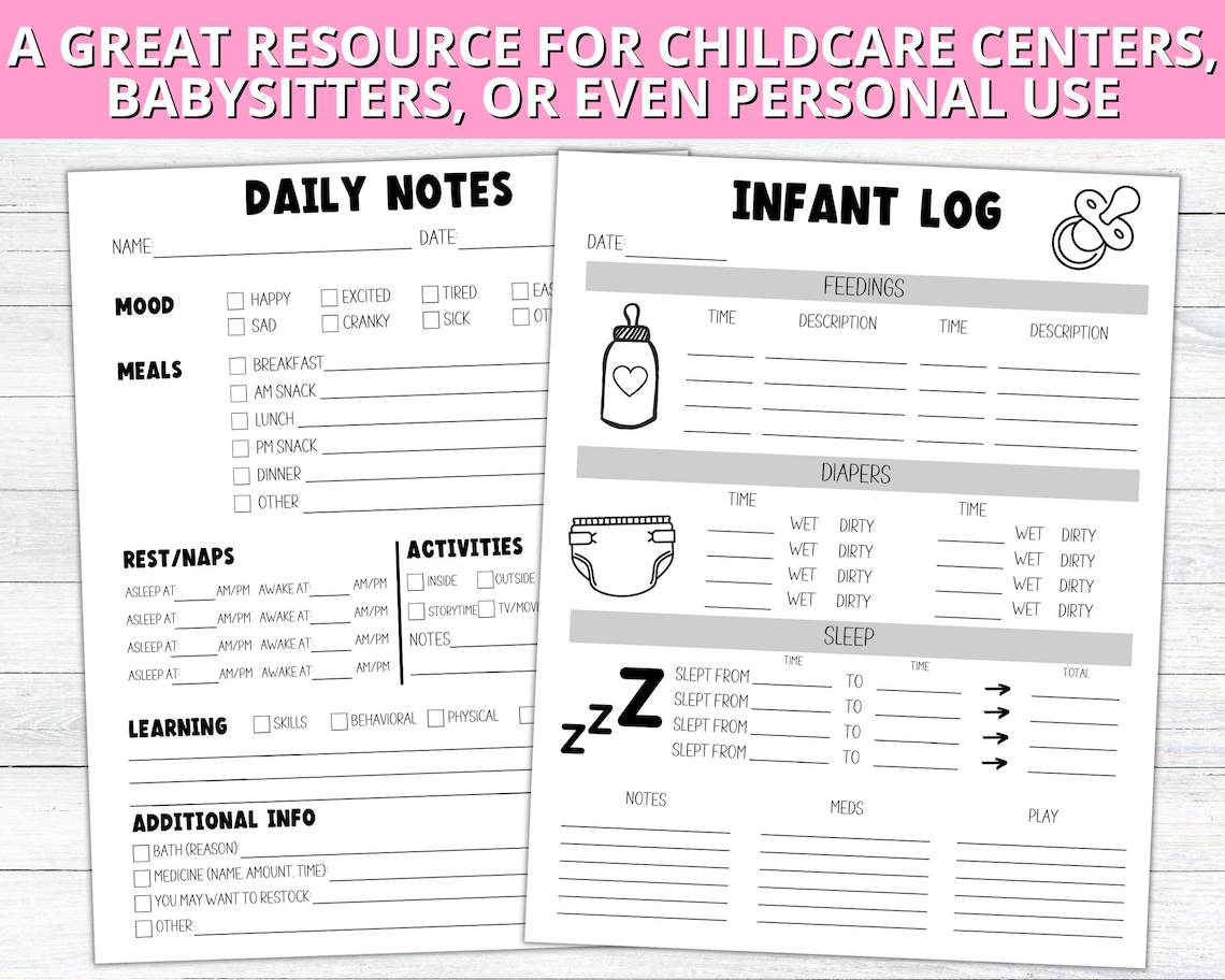 Infant Daily Log Printable, Baby Daily Log and Notes, Infant Daily ...