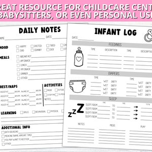 Infant Daily Log Printable, Baby Daily Log and Notes, Infant Daily ...