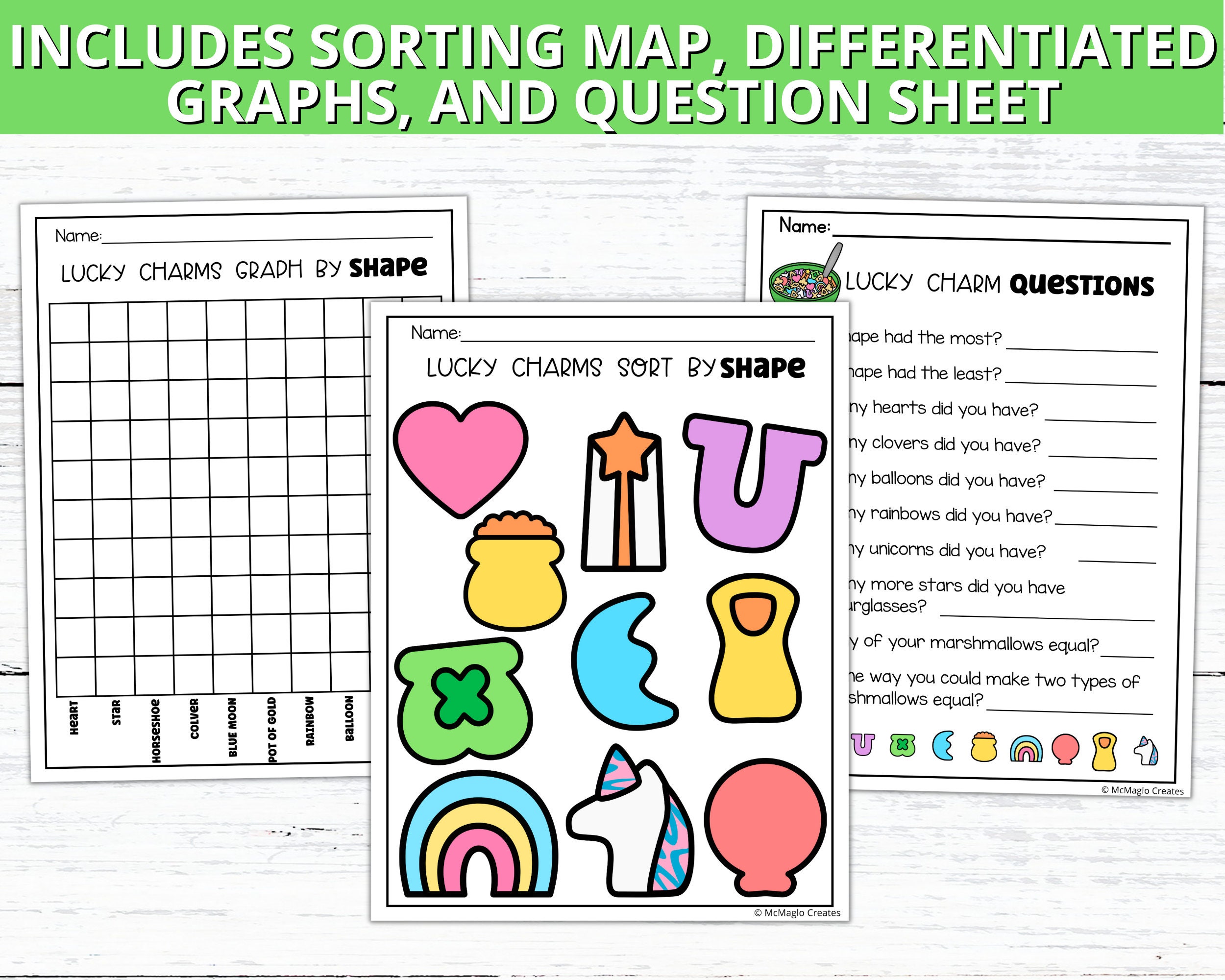 St. Patrick's Day Cereal Marshmallow Math Graphing Activity ...