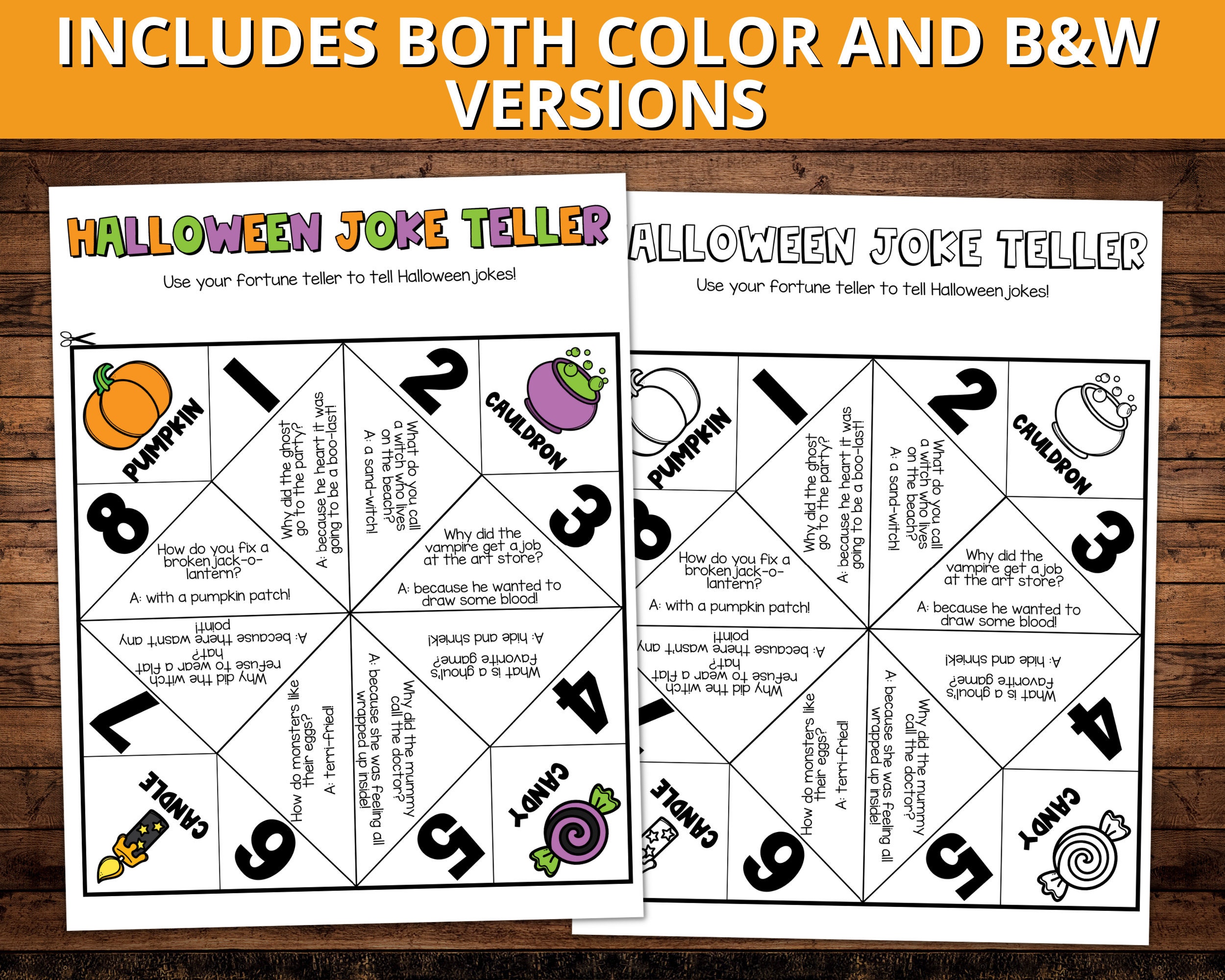 Halloween Fortune Teller Game Halloween Jokes for Kids - Etsy