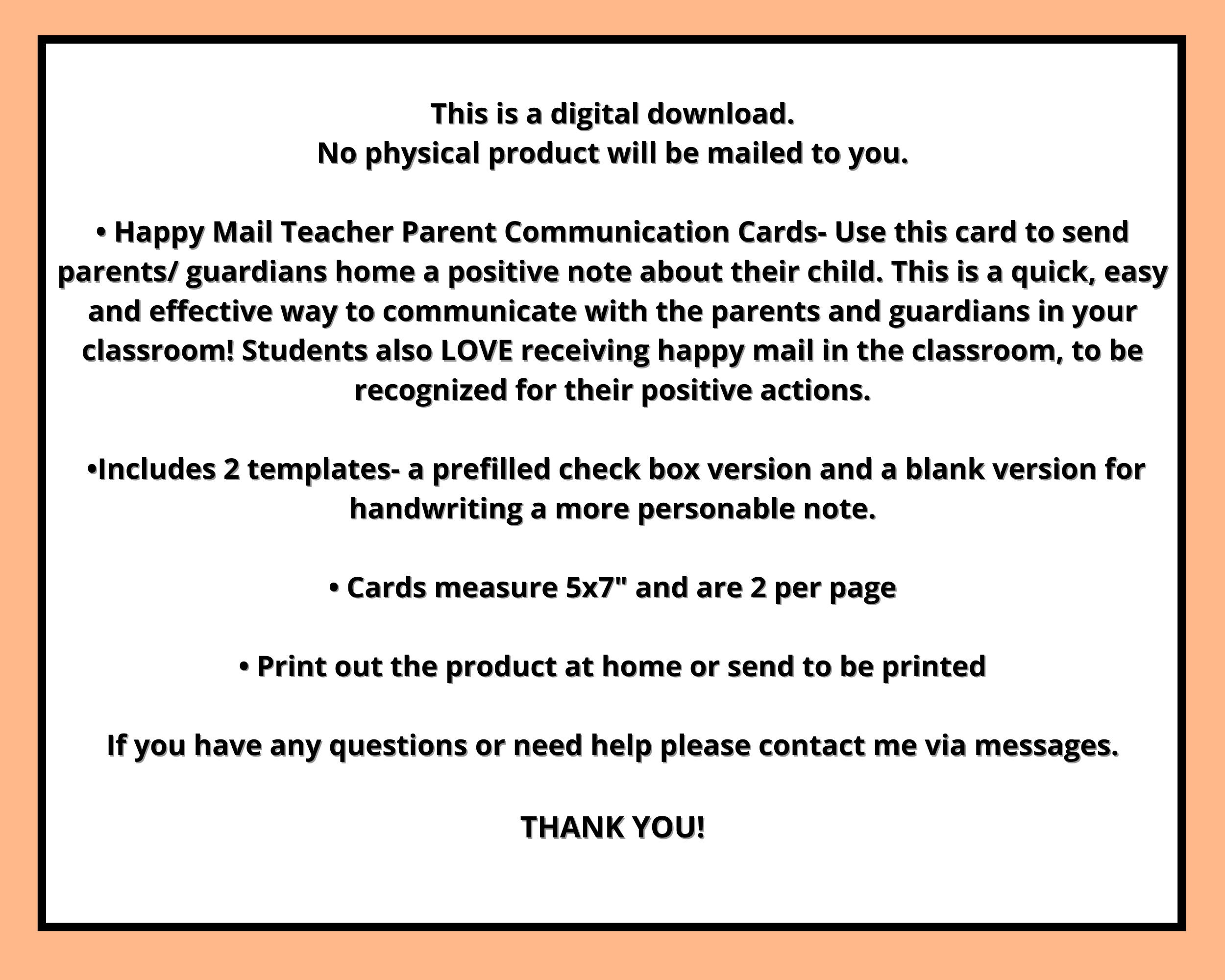 Happy Mail Teacher Communication Notes, Teacher Mail Cards, Note From ...
