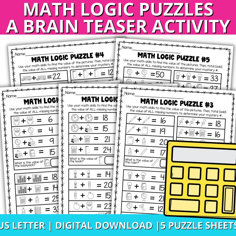 Maths Brain Teasers - Etsy