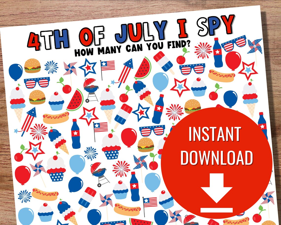4th of July I Spy Activity 4th of July Printable Activity for - Etsy
