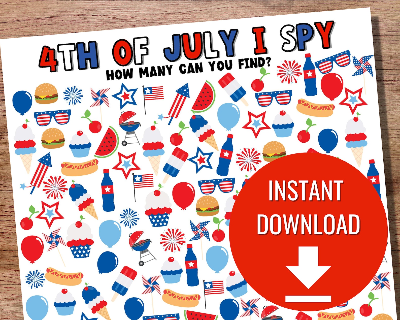 4th of July I Spy Activity 4th of July Printable Activity for - Etsy