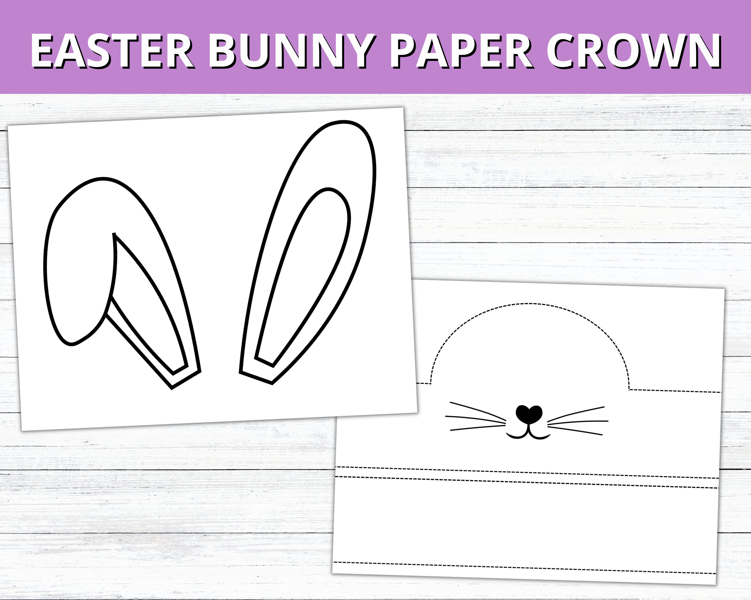 Easter Bunny Paper Crown, Bunny Ears Headband, Printable Easter Craft ...