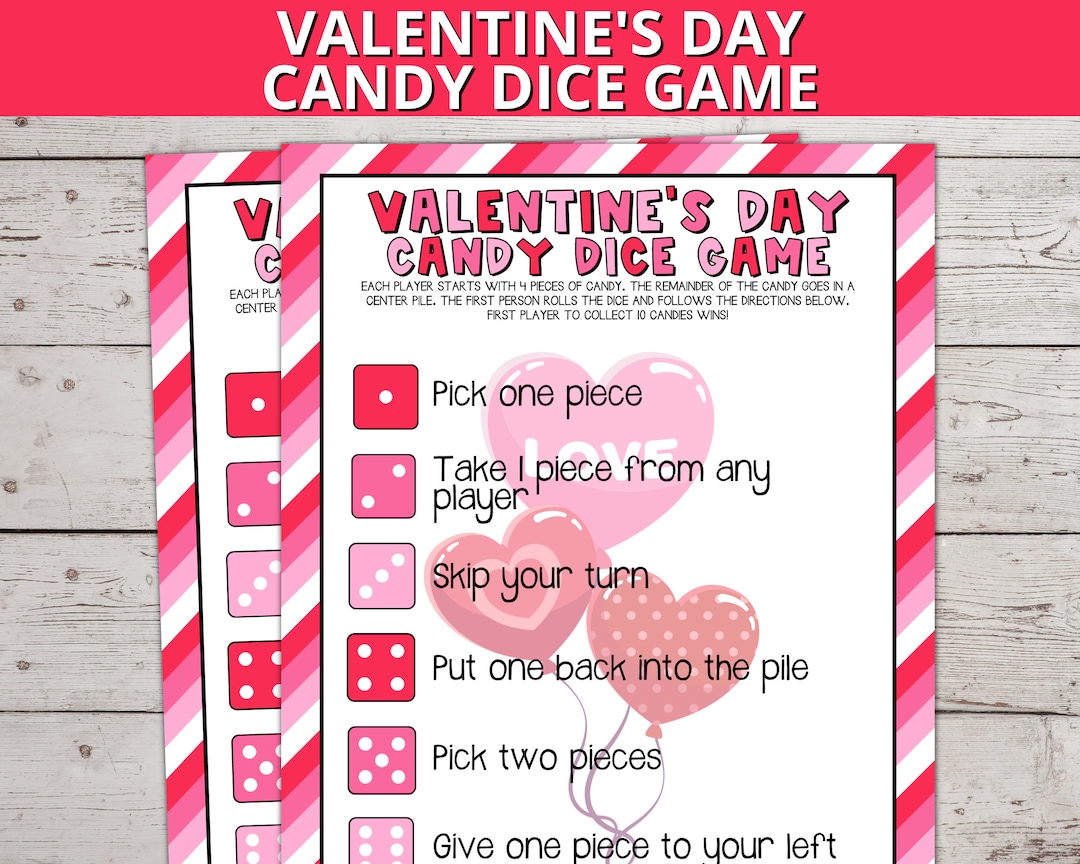 Valentine's Day Candy Dice Game, Valentine's Activity for Kids ...