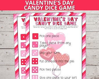 Valentine's Day Candy Dice Game, Valentine's Activity for Kids ...