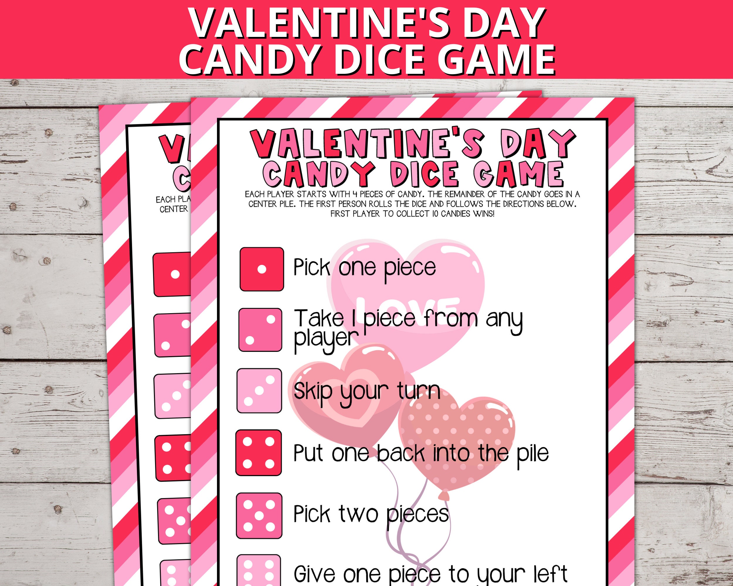 Valentine's Day Candy Dice Game, Valentine's Activity for Kids ...