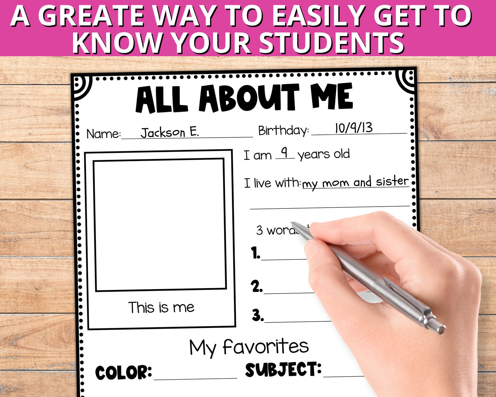 Student All About Me Questionnaire, Printable Back to School Activity ...