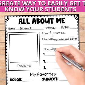 Student All About Me Questionnaire, Printable Back to School Activity ...