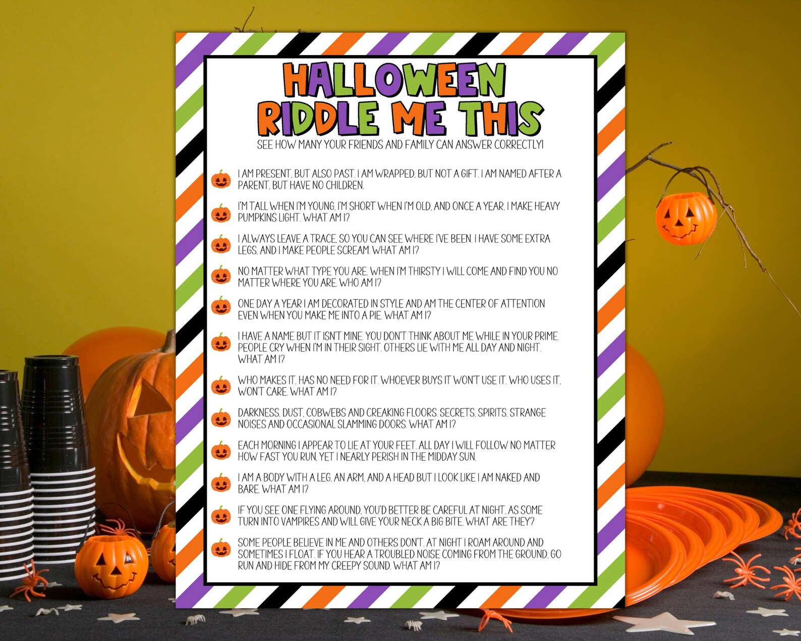 Halloween Riddle Me This Halloween Trivia Game Halloween - Etsy