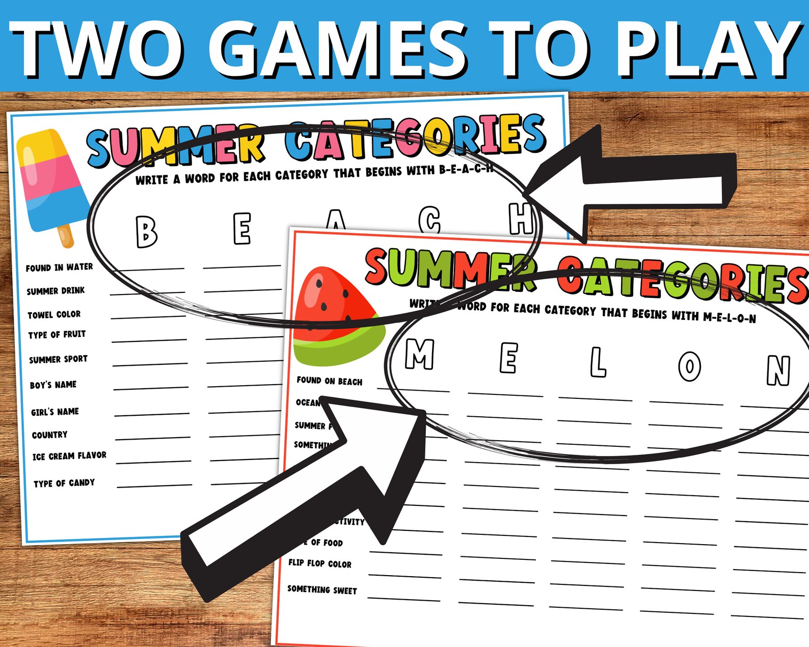 Summer Categories Game, Printable Summer Game for Kids & Adults, Summer ...