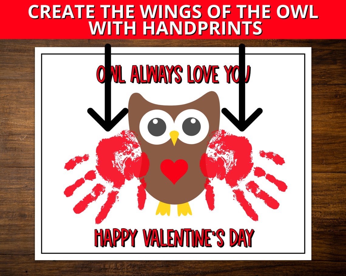 Valentine's Day Handprint Art Owl Always Love You - Etsy
