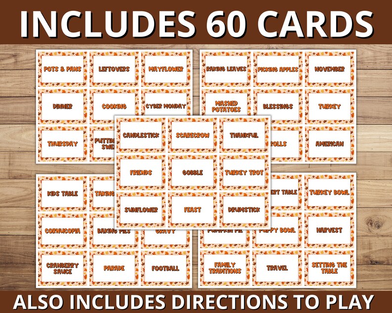 Thanksgiving Charades Printable Game Thanksgiving Draw It - Etsy