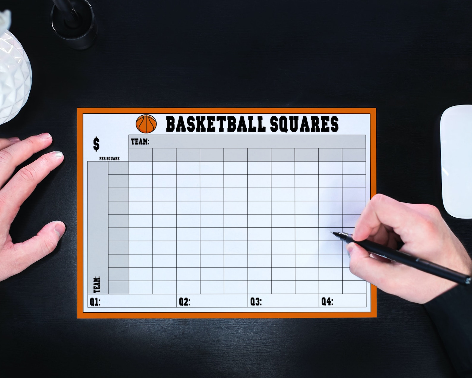 Printable Basketball Squares Game, Basketball Pool Grid, 100 Squares ...