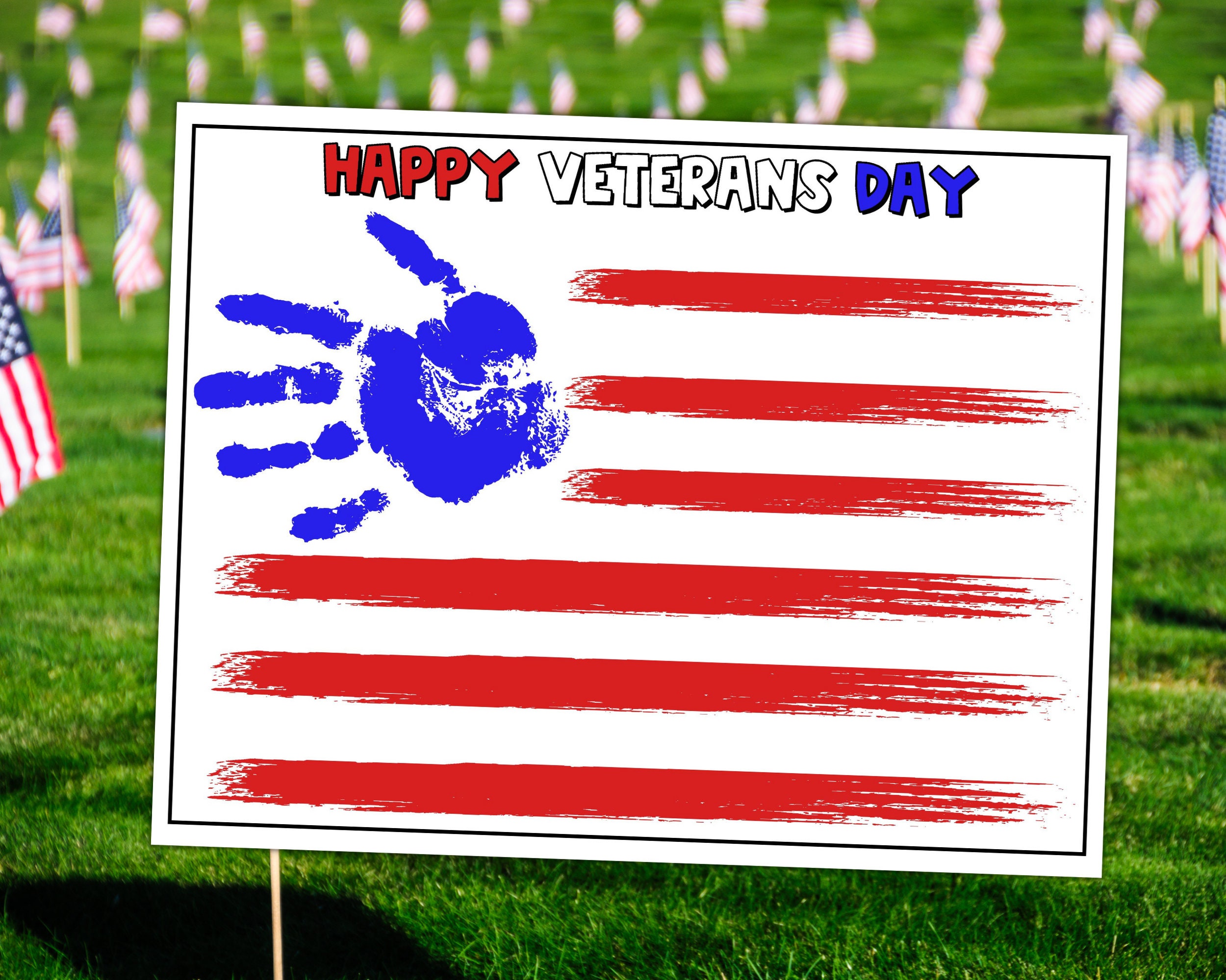 Veterans Day Handprint Art, Flag Handprint Art for Veterans Day ...