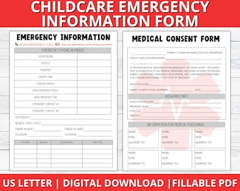 Babysitter Information Sheet Child Info Sheet Emergency - Etsy