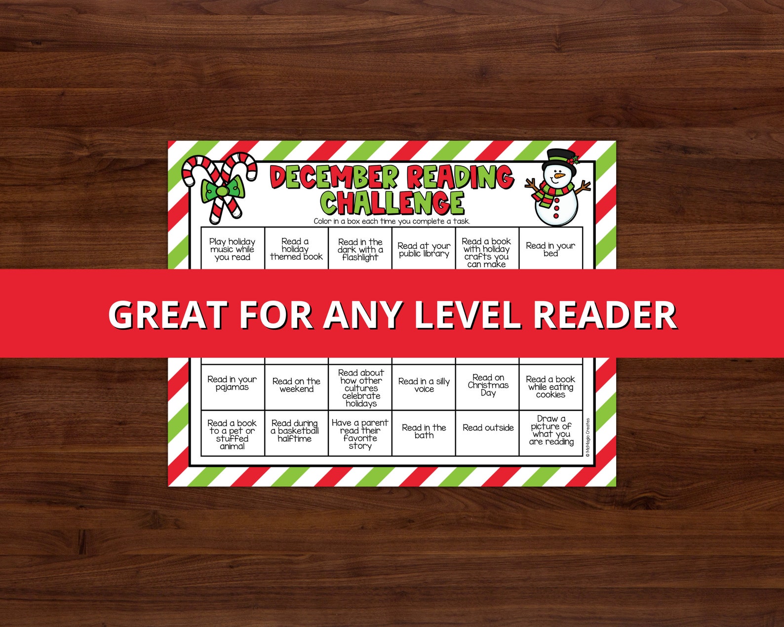 December Reading Challenge for Kids, Reading Printable Activities ...