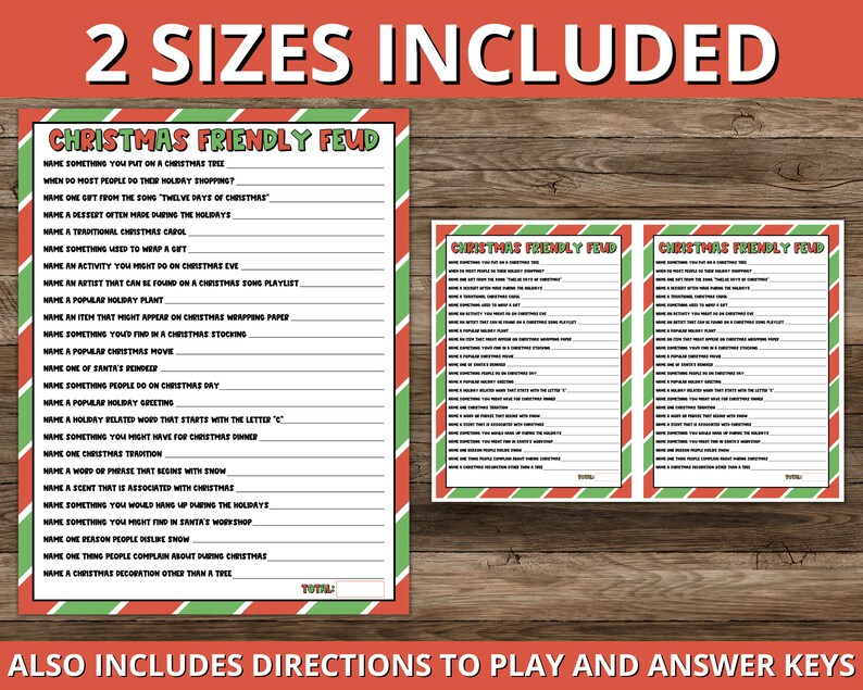 Christmas Friendly Feud Game Holiday Friendly Feud Christmas - Etsy