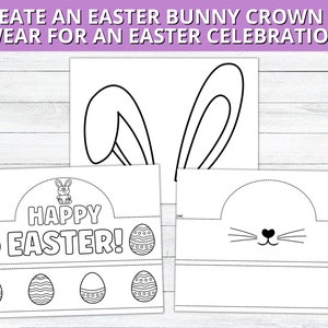 Easter Bunny Paper Crown, Bunny Ears Headband, Printable Easter Craft ...