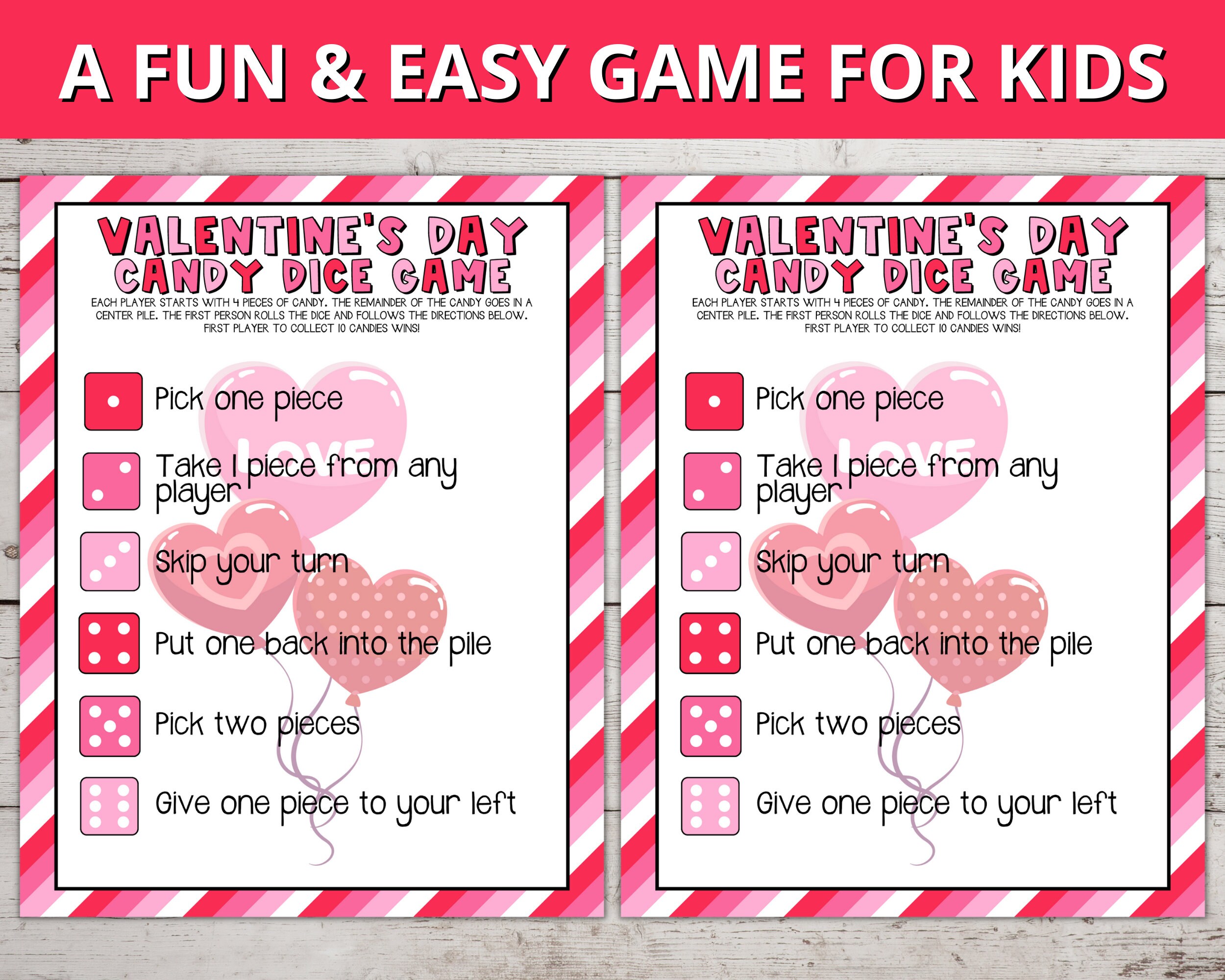 Valentine's Day Candy Dice Game, Valentine's Activity for Kids ...