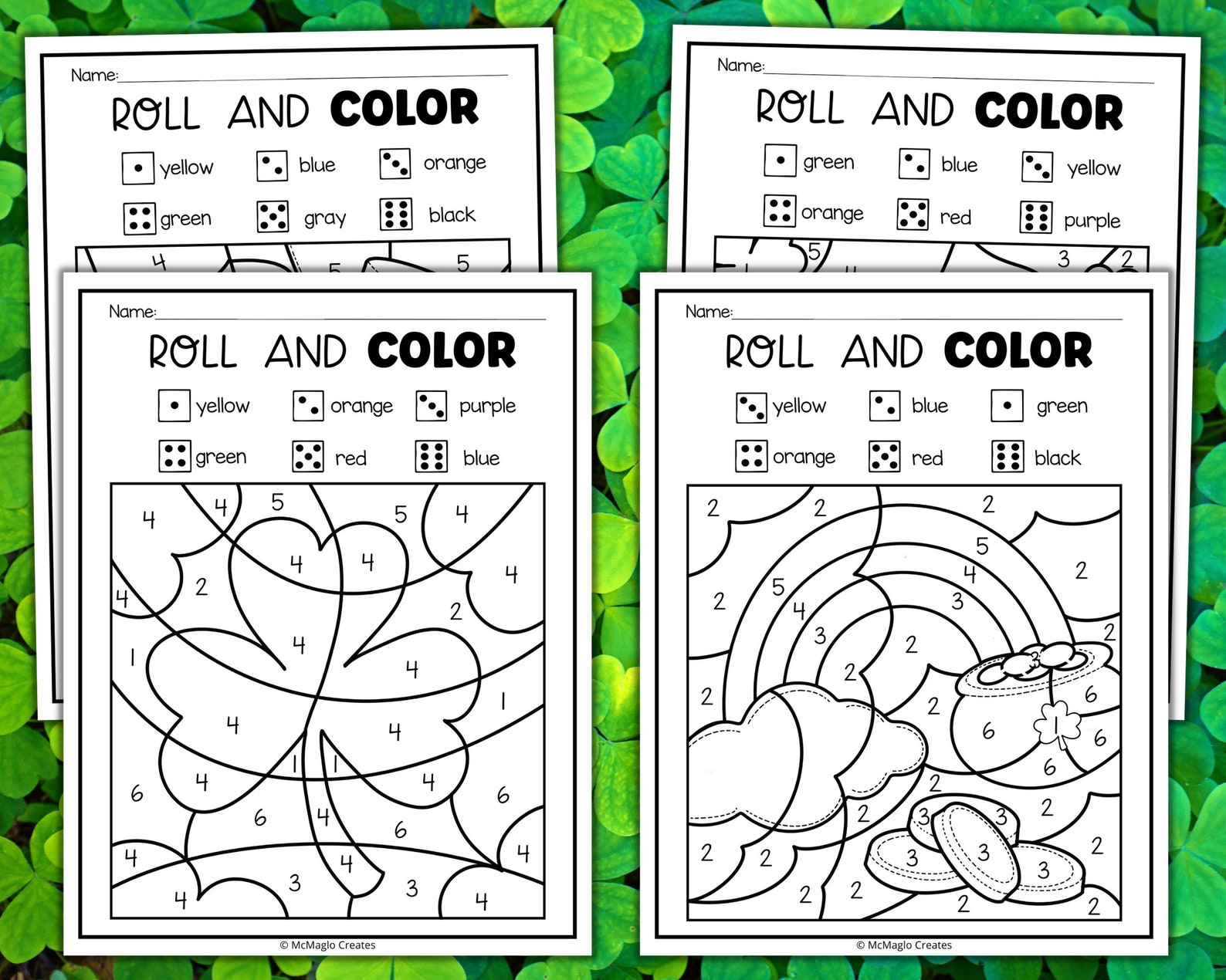 St. Patrick's Day Roll and Color Activity St. - Etsy