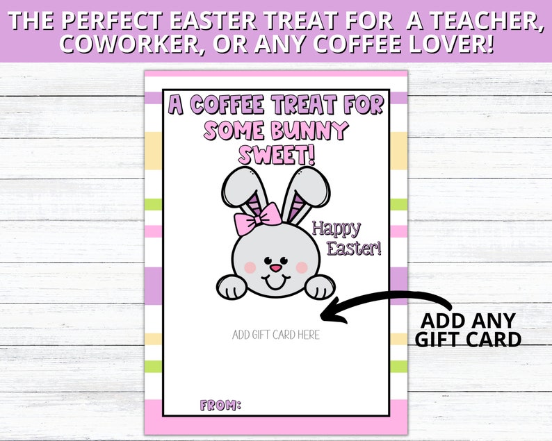 Coffee Easter Gift Card Holder Printable, Teacher Easter Gift, Easter ...