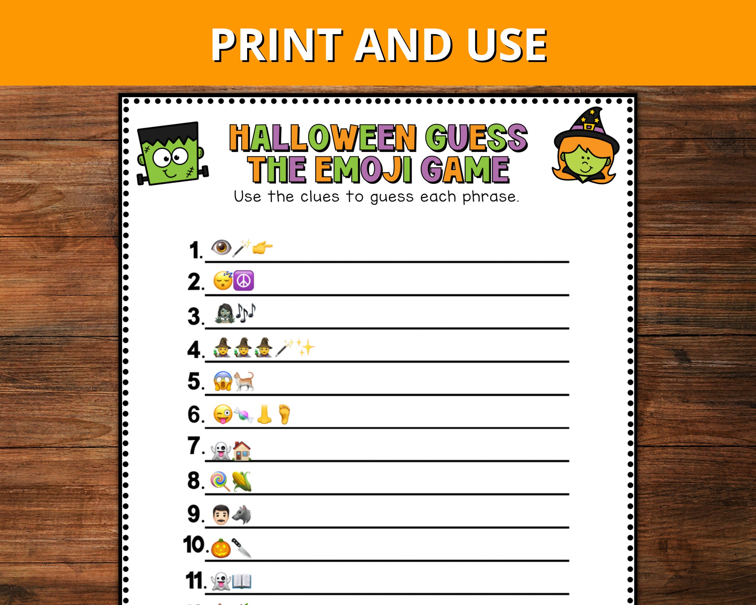 Halloween Guess the Emoji Game Halloween Activities - Etsy