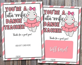 Dance Teacher Thank You Gift Tags or Cards PRINTABLE End of Season Gala ...