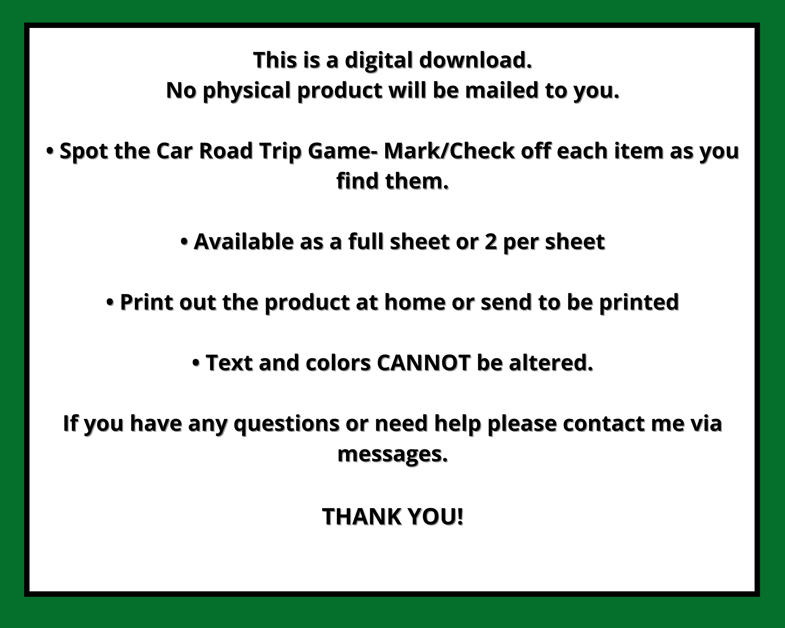 Spot the Car Road Trip Game, Road Trip Scavenger Hunt Printable for ...