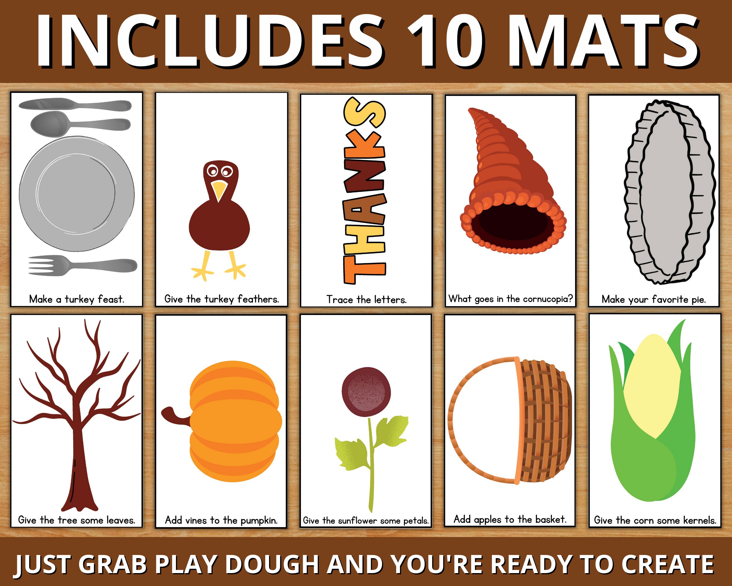 Thanksgiving Play Dough Mats Printable Play Dough Mats - Etsy