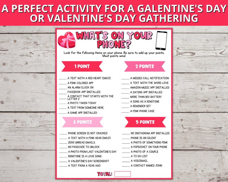 Galentine's Day What's on Your Phone Game, Valentine's Day Themed What ...