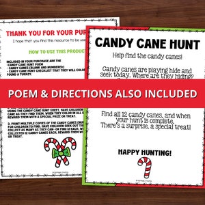 Printable Candy Cane Hunt Game, Candy Cane Scavenger Hunt, Holiday Game ...