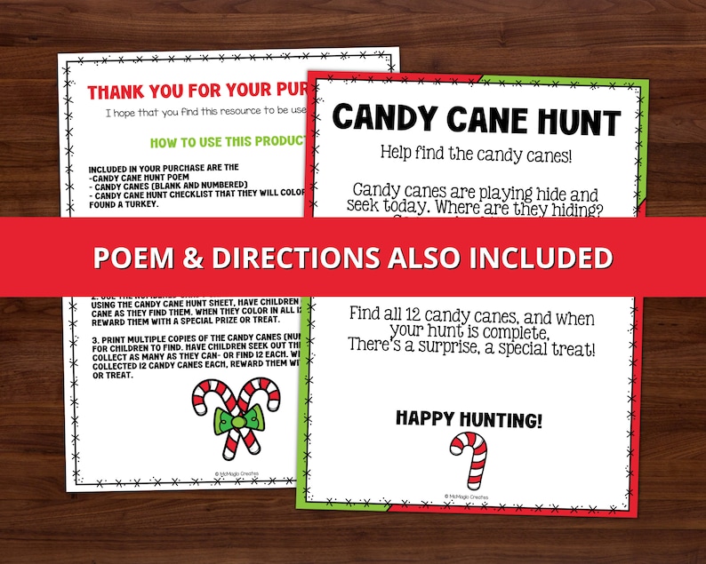 Printable Candy Cane Hunt Game, Candy Cane Scavenger Hunt, Holiday Game ...