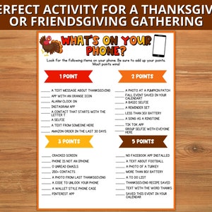 Thanksgiving What's on Your Phone Game Thanksgiving - Etsy