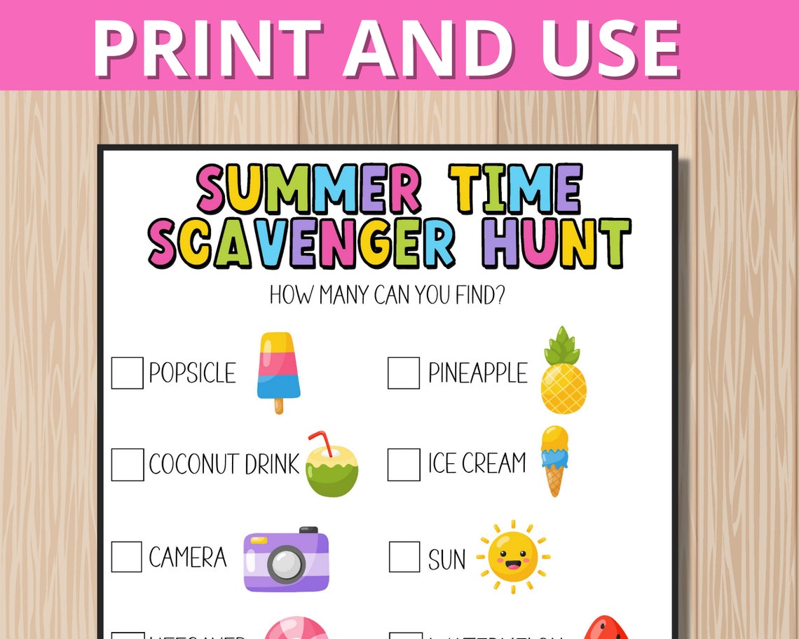 Summer Themed Indoor Scavenger Hunt Scavenger Hunt Printable - Etsy