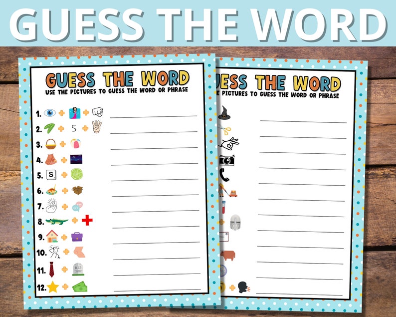 Guess the Word Game Rebus Puzzles and Brain Teasers Rainy - Etsy