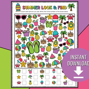 Summer I Spy Activity for Kids, Kids Summer Printable, Summer Themed ...