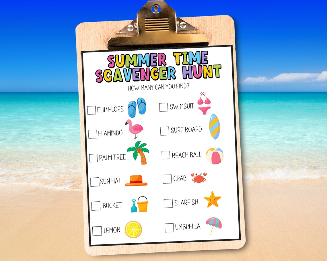Summer Themed Indoor Scavenger Hunt Scavenger Hunt Printable - Etsy