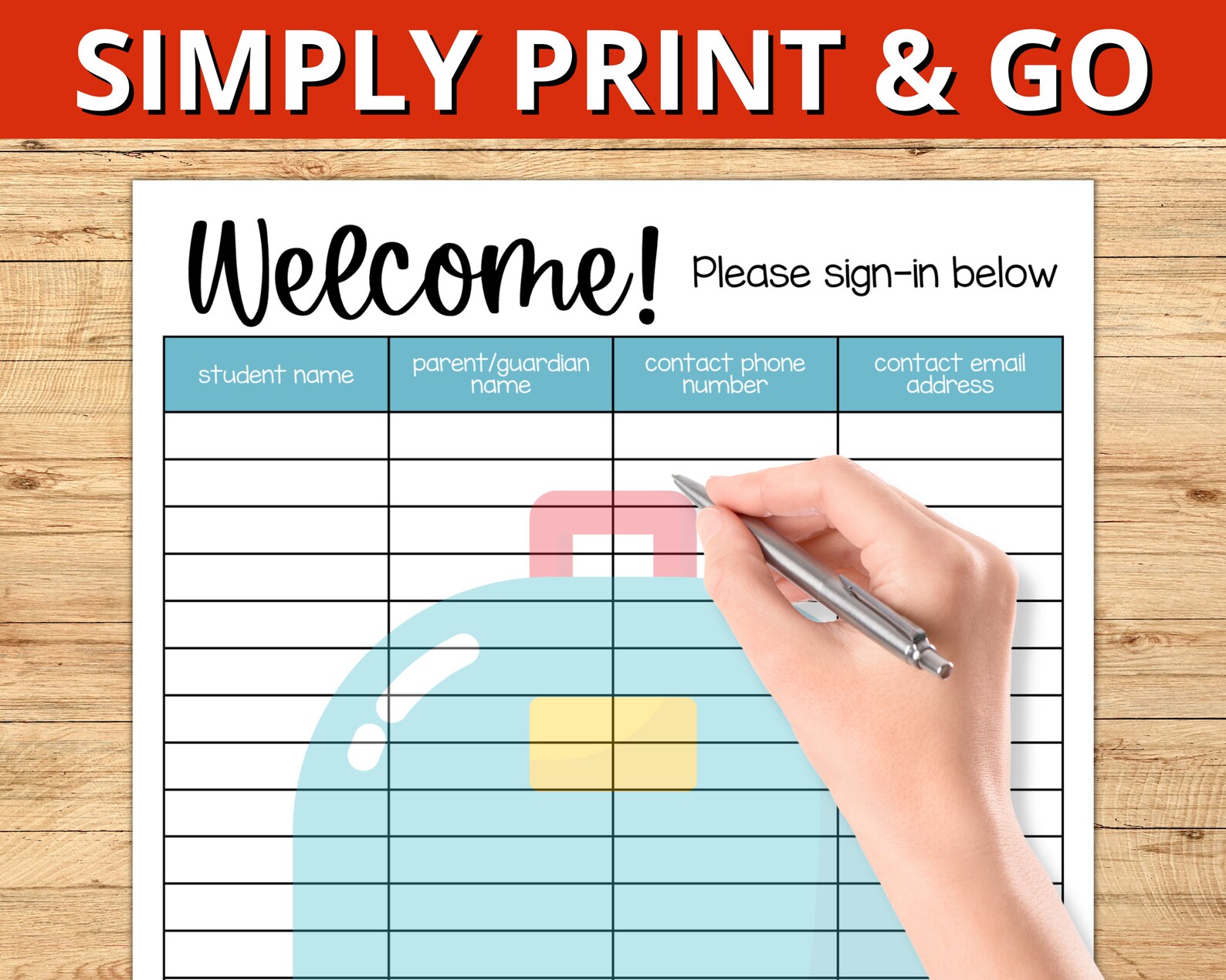 Back to School Open House Sign in Sheet, Classroom Sign in Sheet ...