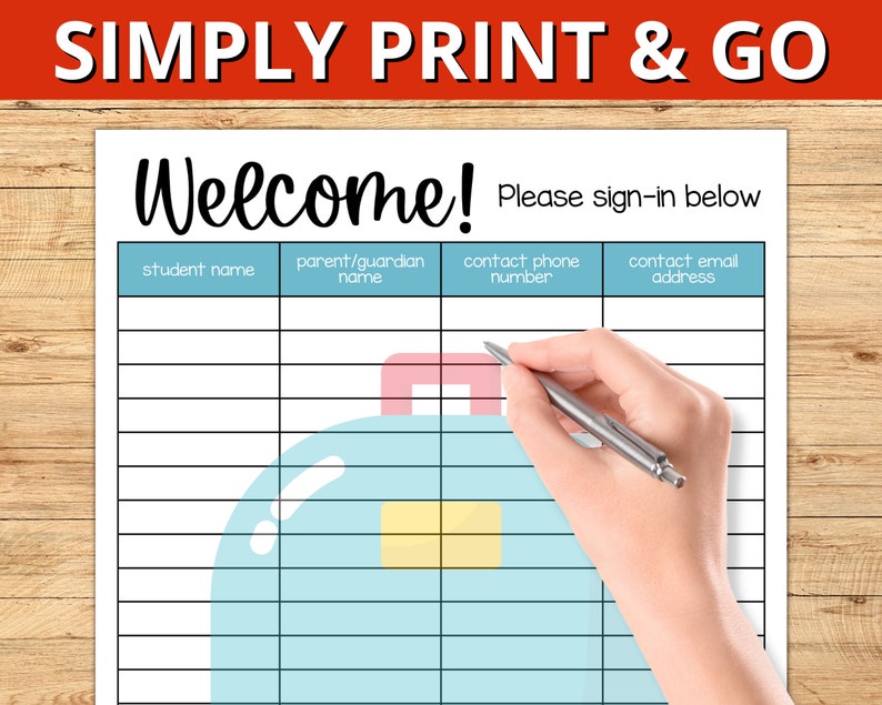 Back to School Open House Sign in Sheet Classroom Sign in - Etsy