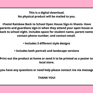 Pastel Rainbow Back to School Open House Sign in Sheet, Meet the ...