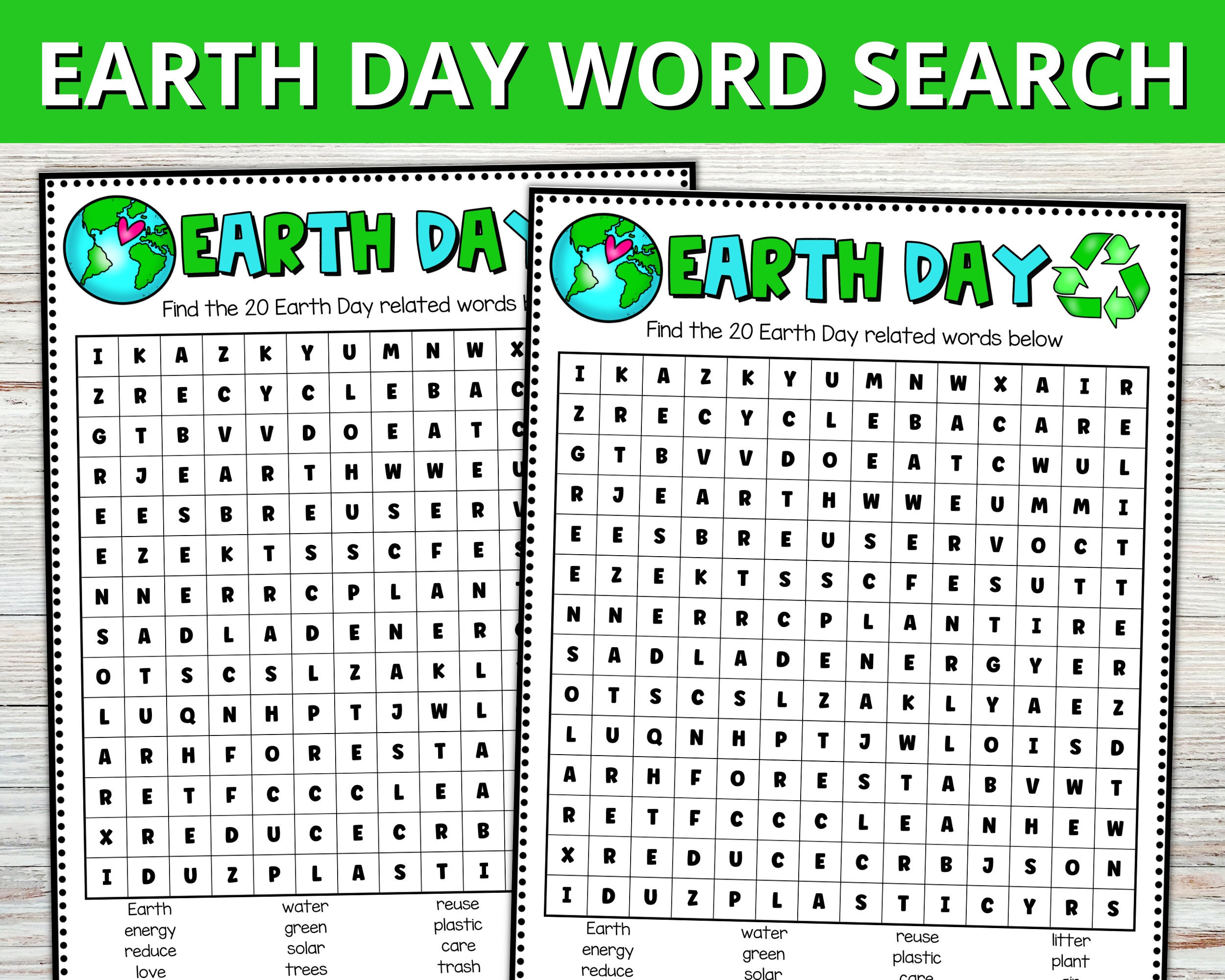 Earth Day Word Search, Earth Day Printable - Etsy