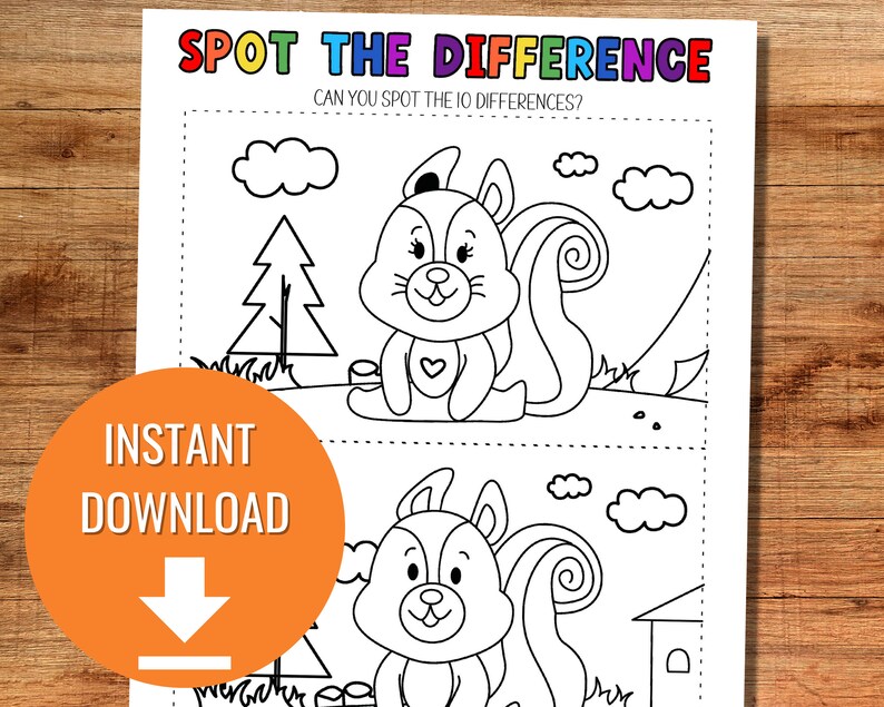 Spot the Difference Game for Kids, Kids Travel Games, Printable ...